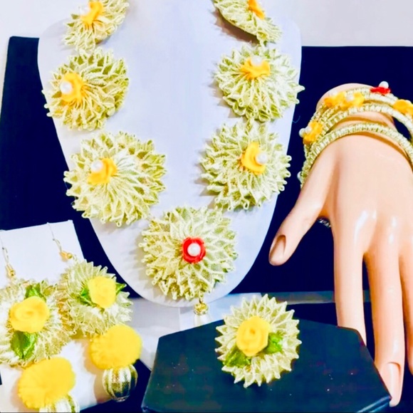 Jewelry | New Hand Made Yellow Gotta Necklace Jewelry Set Pakistani ...